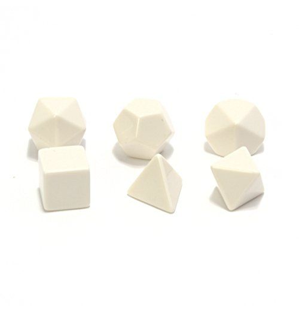 Opaque: Polyhedral - 6x White Blank dice-set – Spilforsyningen
