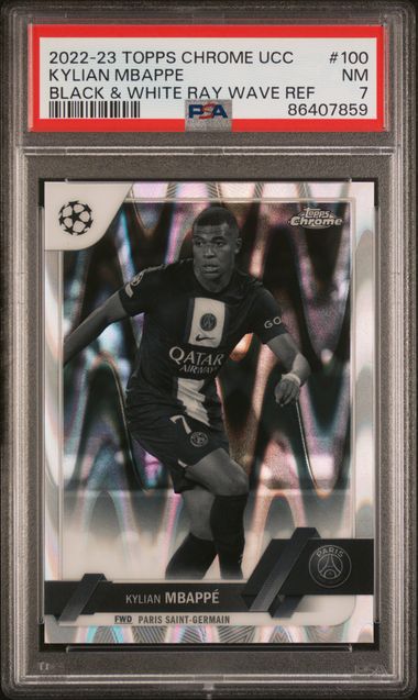 Kylian Mbappe #100 Black & White Ray Wave Refractor PSA 7 [2022-23 Top ...