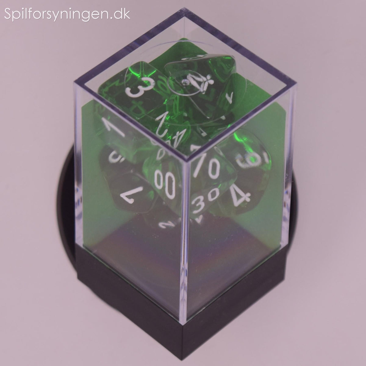 Translucent™ – Polyhedral Green w/white 7-Die Set – Spilforsyningen